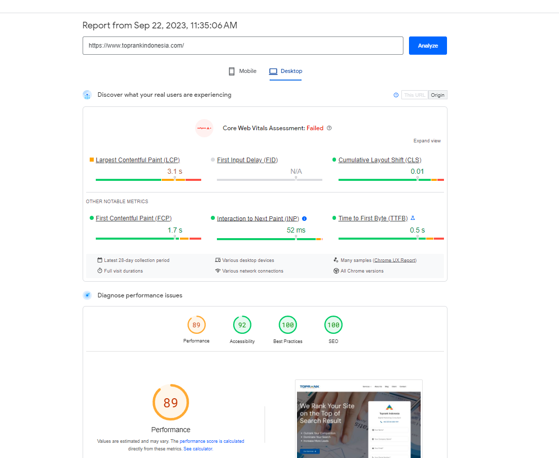 Panduan Google PageSpeed Insight Percepat Situs Anda - Toprank Indonesia